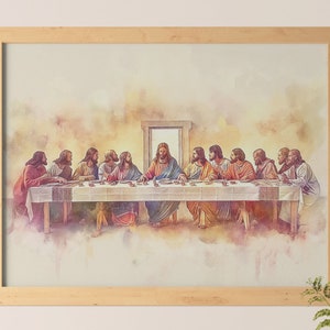 The Last Supper, the Last Supper Wall Art, Digital Print, Watercolor ...