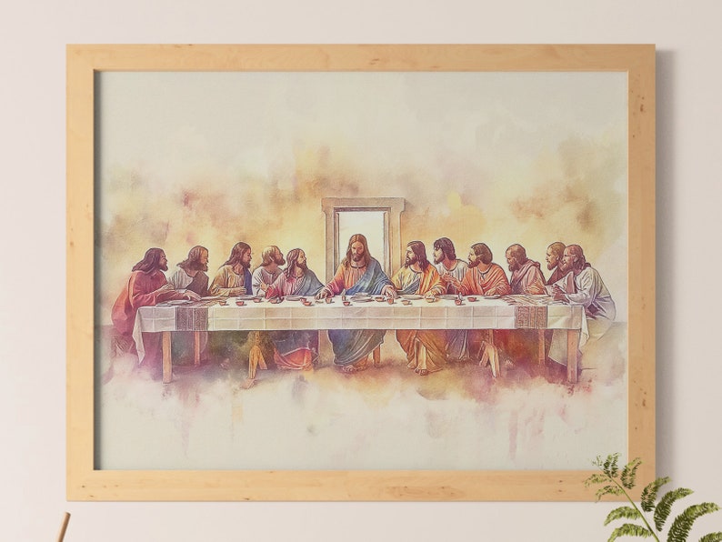 The Last Supper, the Last Supper Wall Art, Digital Print, Watercolor ...