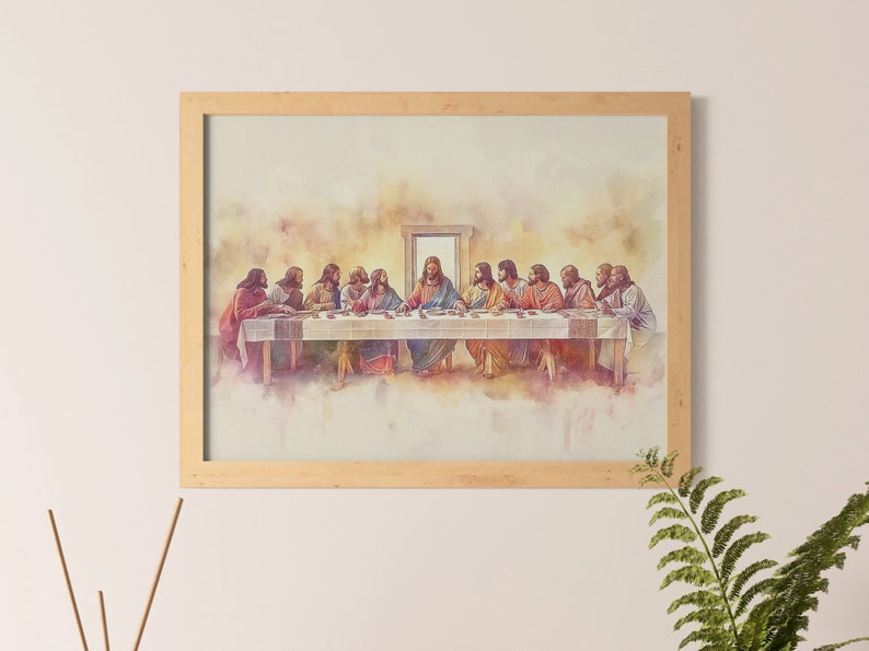 The Last Supper, the Last Supper Wall Art, Digital Print, Watercolor ...