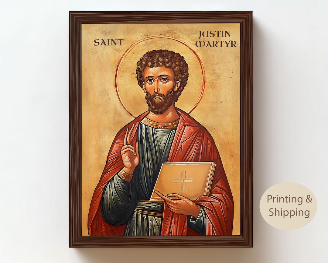 Saint Justin Martyr Icon: Byzantine Style Christian Portrait - Etsy