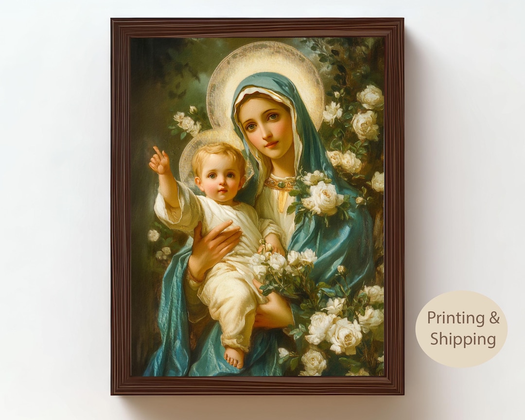 Virgin Mary Embracing Jesus, Jesus Portrait, Christian Wall Art ...