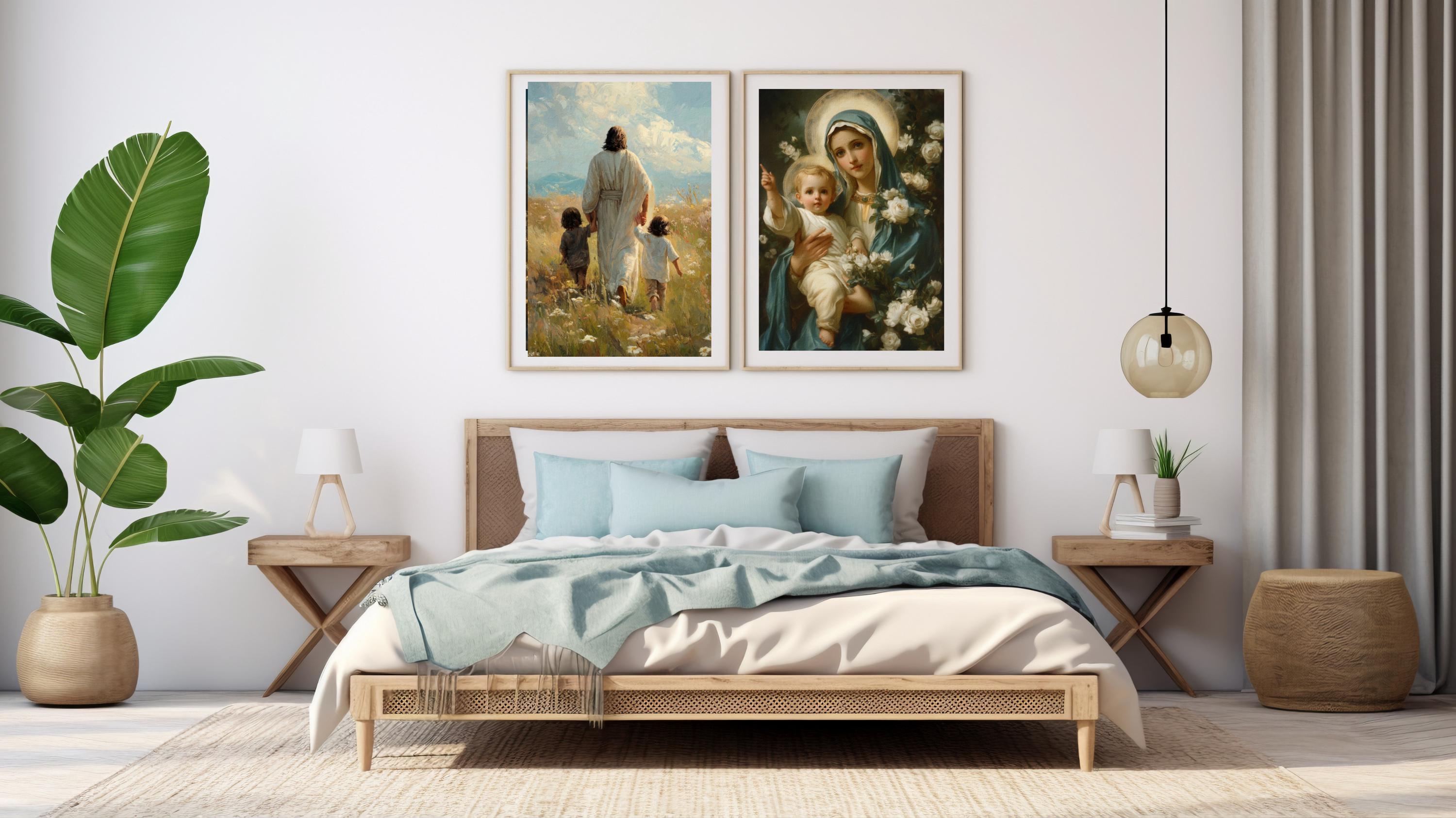 Virgin Mary Embracing Jesus, Jesus Portrait, Christian Wall Art ...