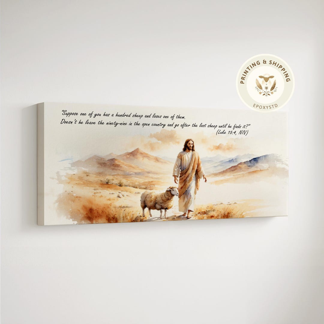 Jesus and the Lost Sheep Print: Watercolor Christian Art, Catholic Home ...
