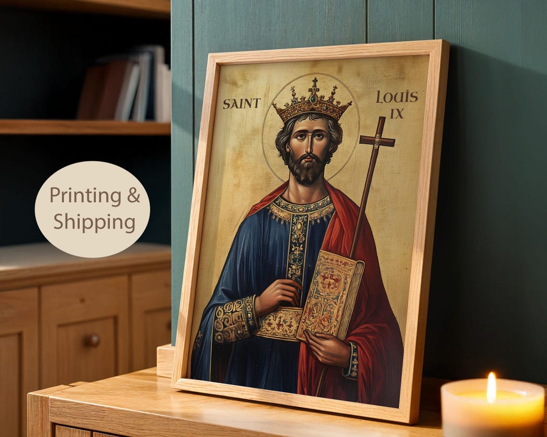 Saint Louis IX Icon, Orthodox Wall Art, King of France, Christian Gift ...