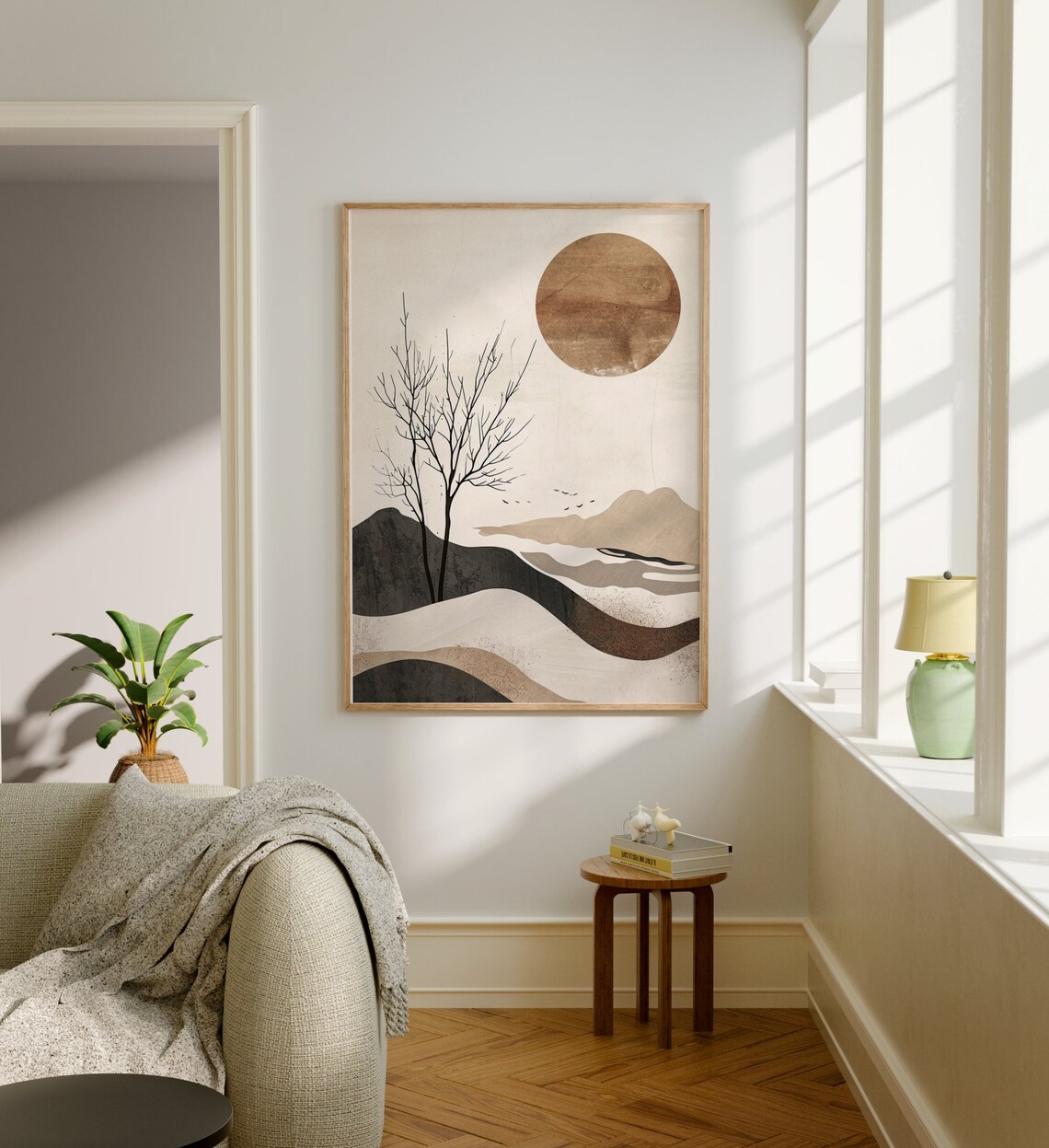 Wabi Sabi Print, Minimalist Nordic Japanese Wall Art, Boho Sunrise ...