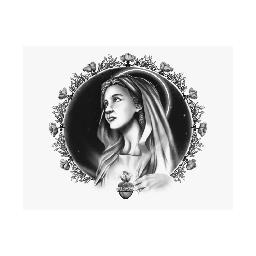 Immaculate Heart Black and White Poster - Etsy