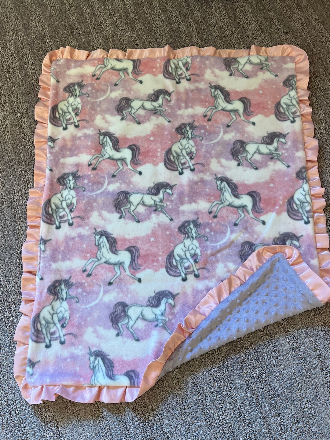 Homemade Baby Blanket - Double Sided Fleece With Satin Binding - Etsy