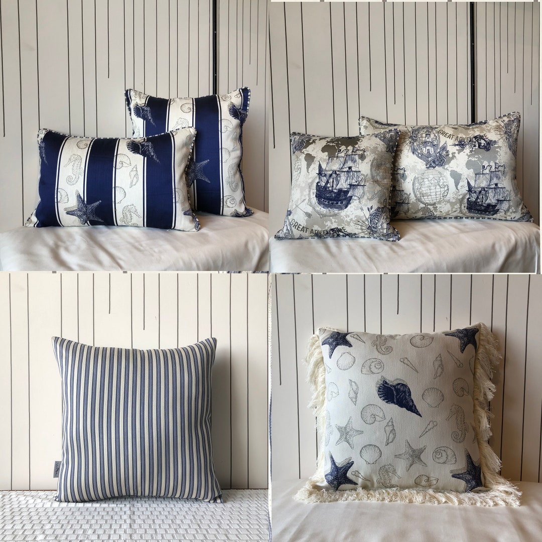 Pirate Ship & Sea Shell Cushion Set Special for Maritime Lovers, Marine ...