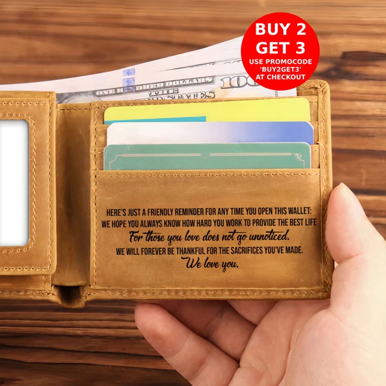 Personalized Kids Name Leather Wallet for Dad, Best Father's Day Gift ...