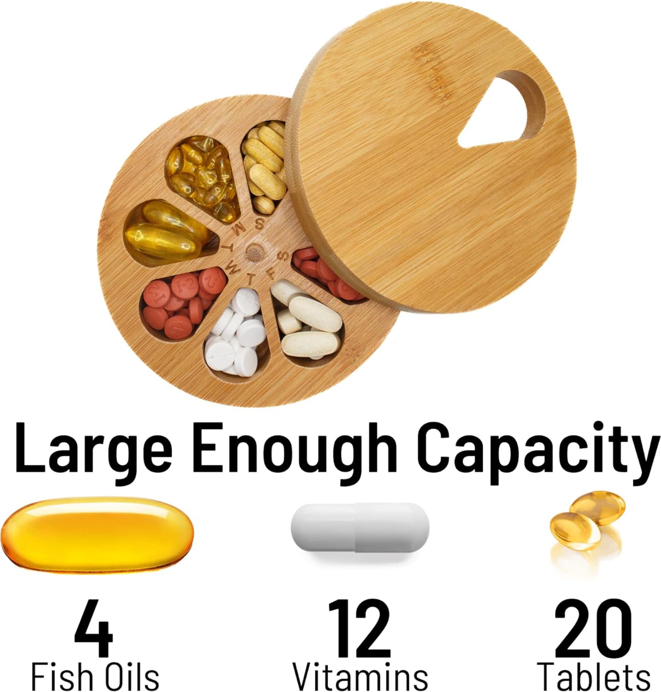 Pill Organaizer 7 Day / Wooden Pill Box / Round Small Mini Pill Box ...