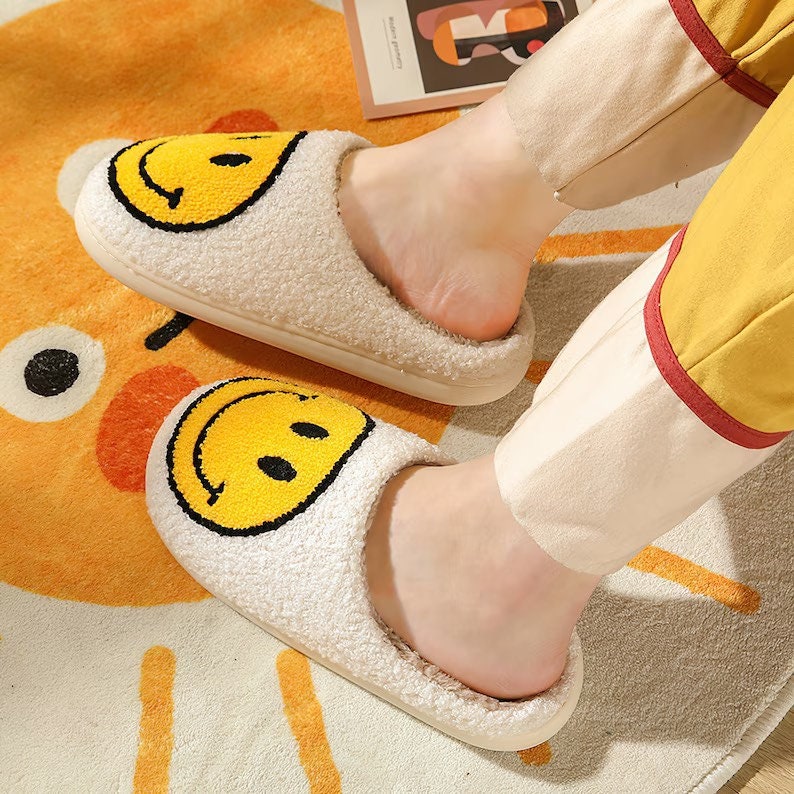 Cute smiley face slippers, Winter indoor warm cotton slippers sold by ...