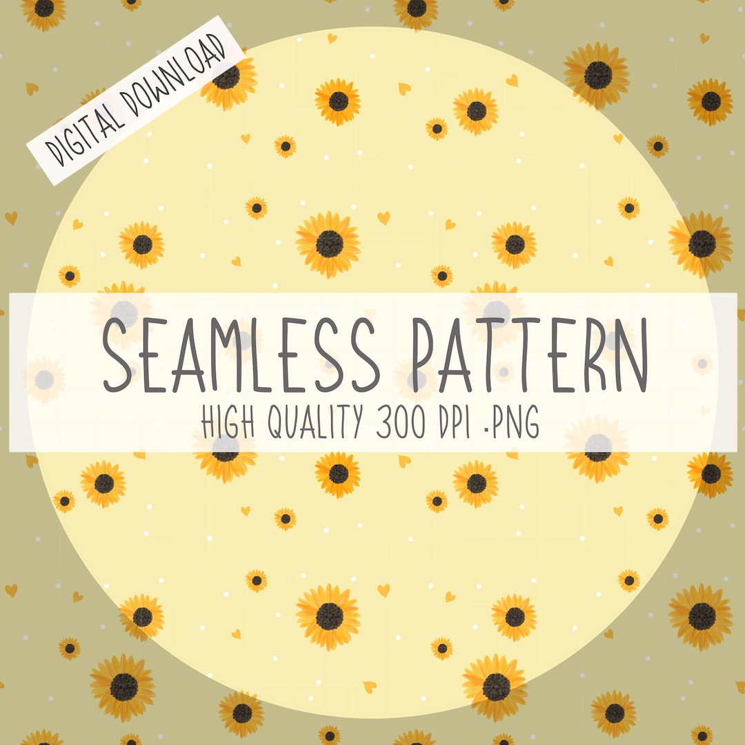 Sunflowers Seamless Pattern 300 DPI PNG Digital Download Digital ...