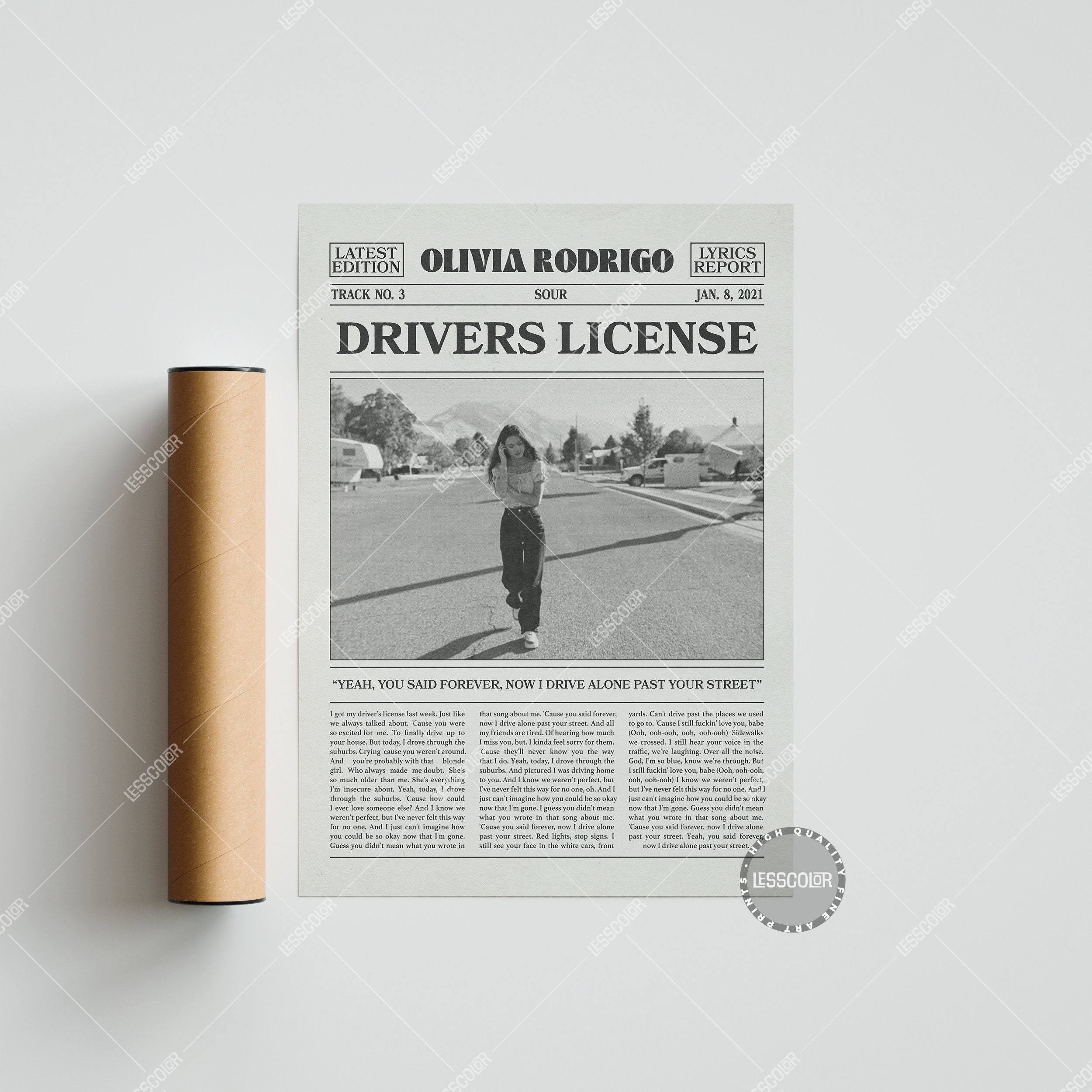 Póster Olivia Rodrigo Sour Album Cover Drivers License vendido por Mai ...