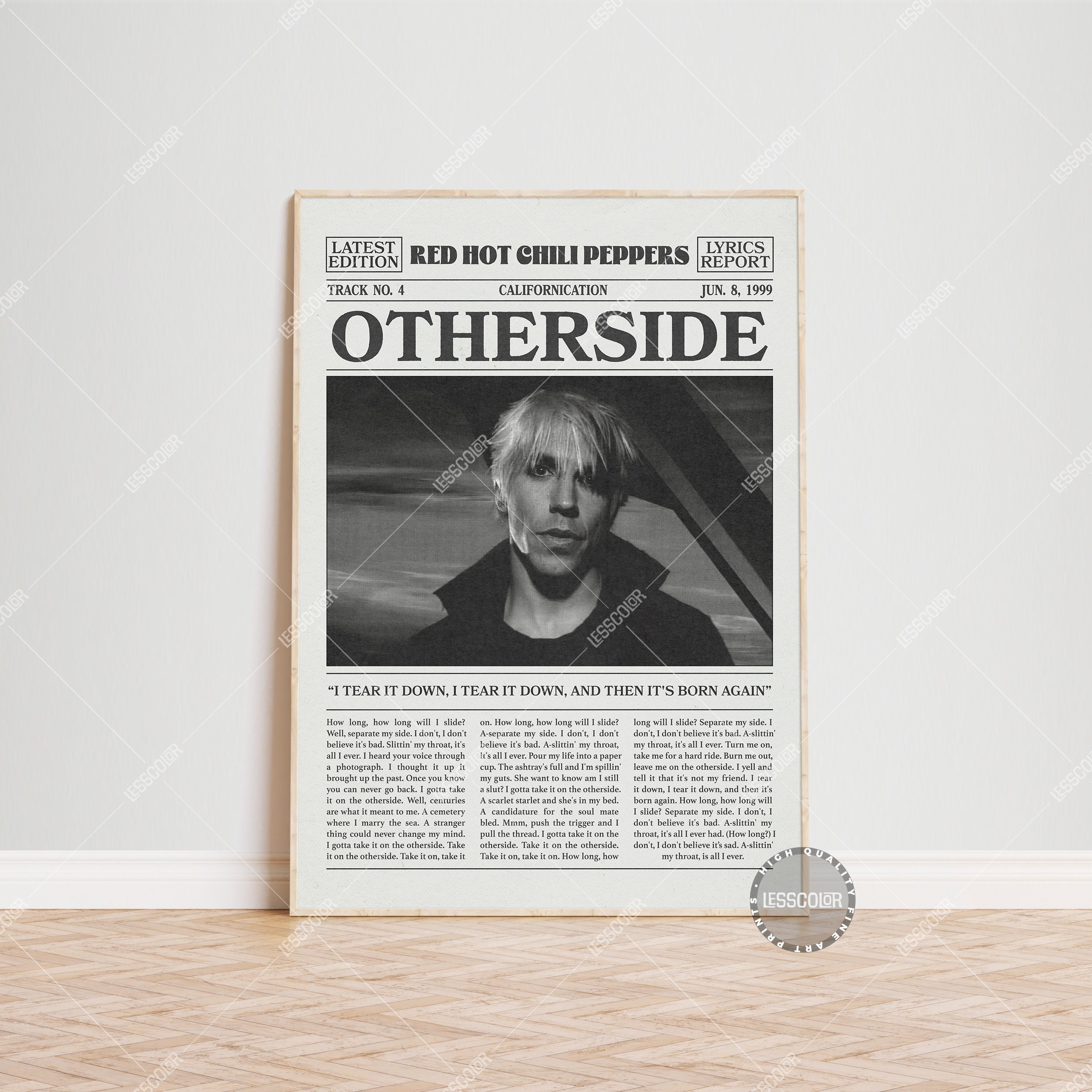 Red Hot Chili Peppers Retro Newspaper Print, Otherside Poster sold by ...