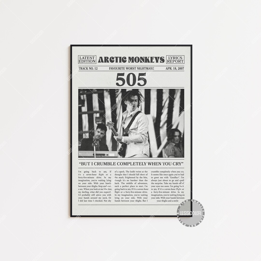 Arctic Monkeys Retro Newspaper Print 505 Poster 505 Lyrics - Etsy