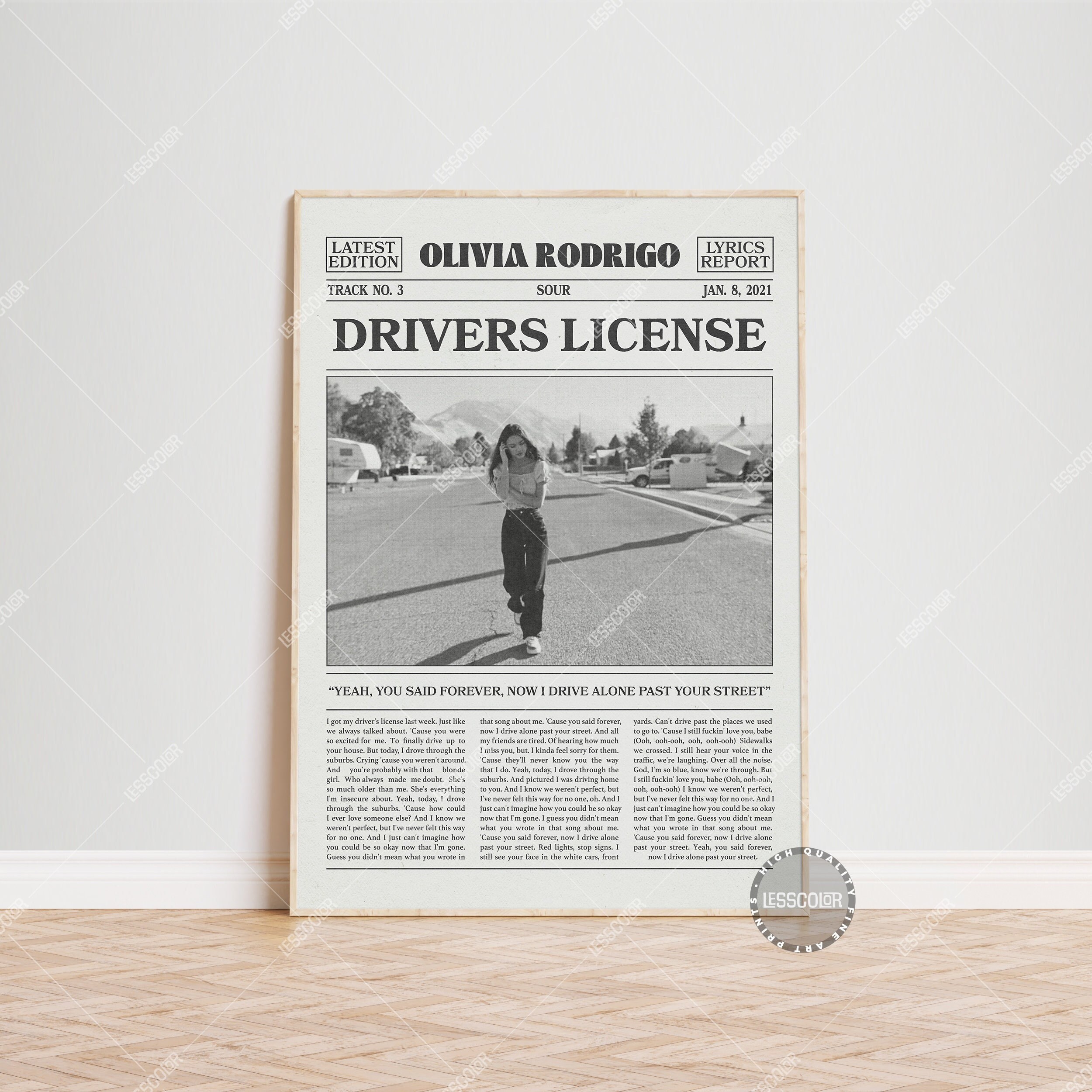 Póster Olivia Rodrigo Sour Album Cover Drivers License vendido por Mai ...