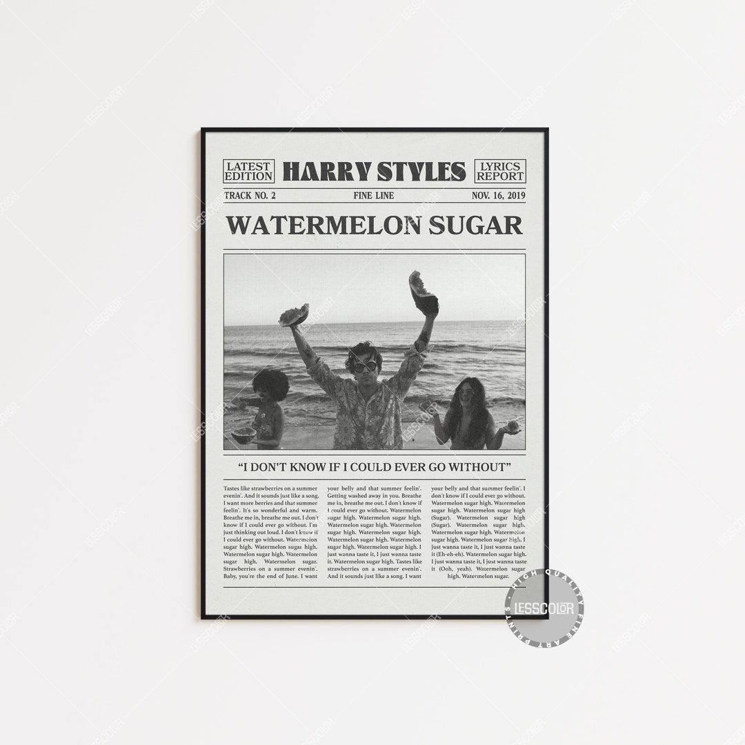 Harry Styles Retro Newspaper Print Watermelon Sugar Poster - Etsy