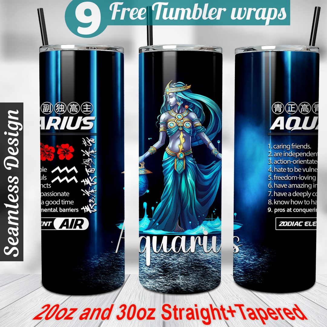 Aquarius Tumbler Wrap Zodiac Sign Tumbler Wrap 20 Oz Tumbler ...