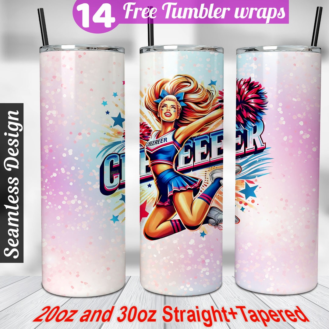 Cheerleading Tumbler Wrap 20 Oz Tumbler Sublimation Designs Cheerleader ...