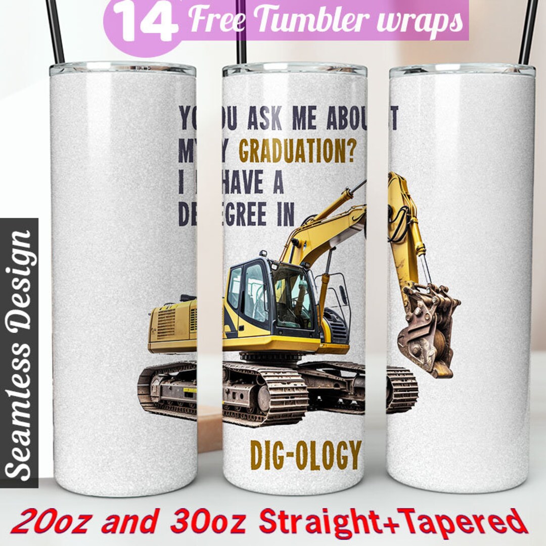 Excavator Tumbler Wrap Dump Truck Tractor Construction Vehicle Gifts ...