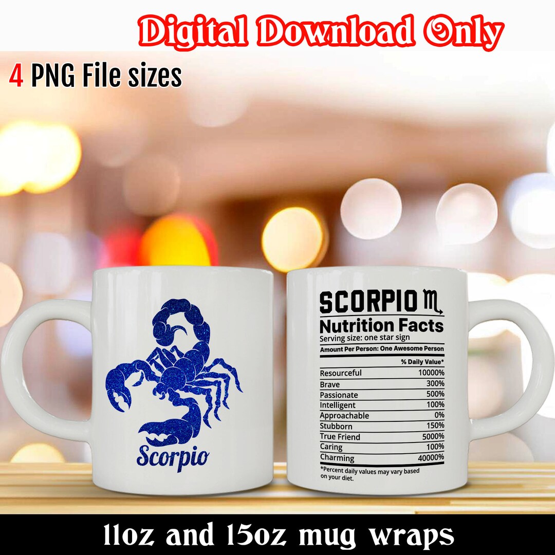 Scorpio Mug Wrap Mug Sublimation Designs Zodiac Sign Mug Scorpio ...