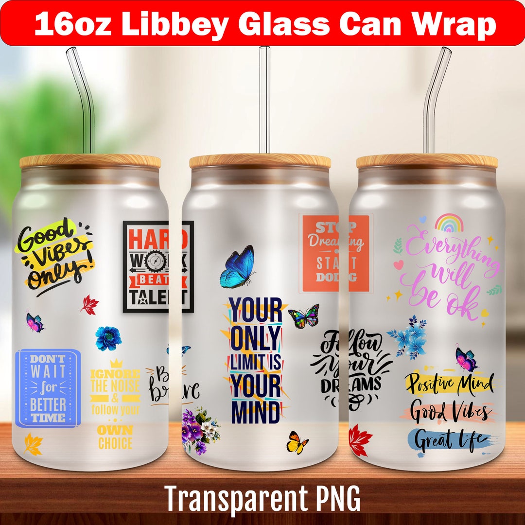 Positive Affirmations Libbey Glass Wrap Motivational Quote 16oz ...