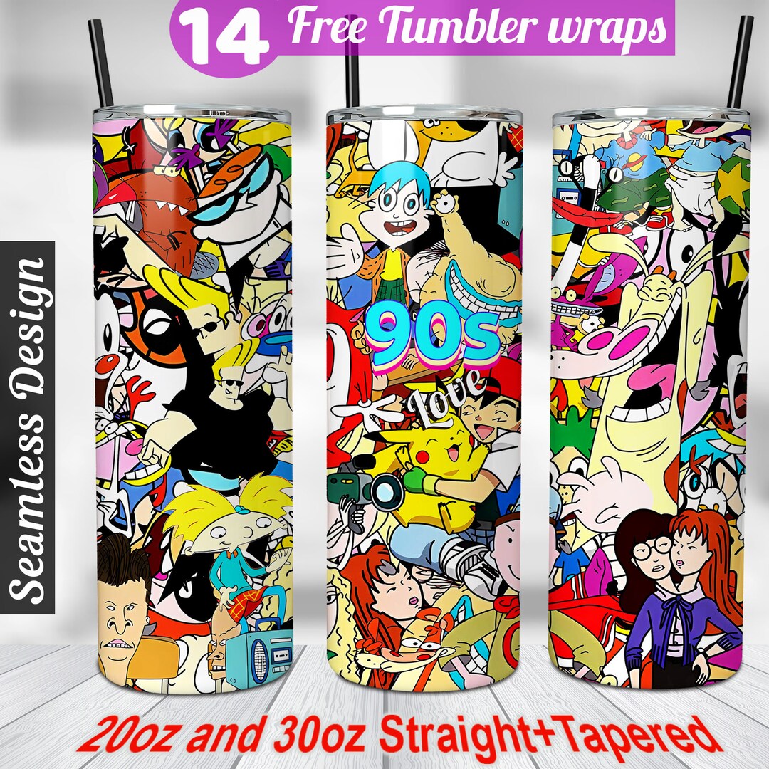 20oz Tumbler Sublimation Designs 90s Tumbler Wrap Cartoon Character ...