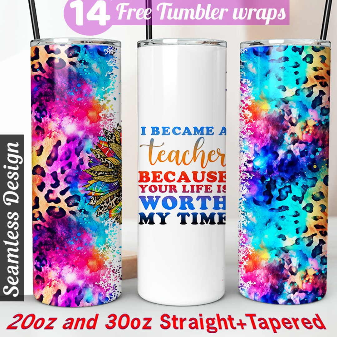 Rainbow Teacher Tumbler Wrap Png 20 Oz Tumbler Sublimation Designs ...