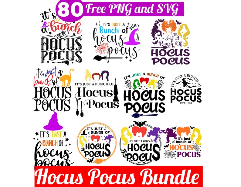 Its Just a Bunch of Hocus Pocus SVG PNG Bundle | Free Halloween SVG - Etsy