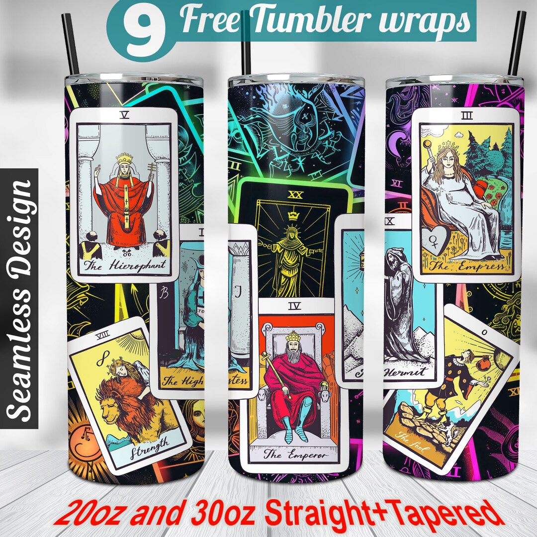 Tarot Cards Tumbler Tarot Tumbler Wrap Vintage Tarot Cards 30 Oz and ...