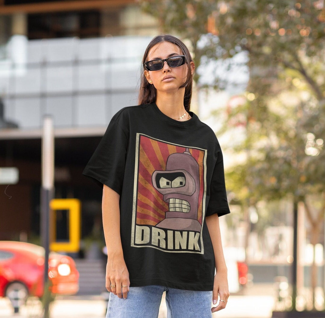 Unisex Bender Futurama Drink T-shirt Bender Futurama Shirt, Futurama ...