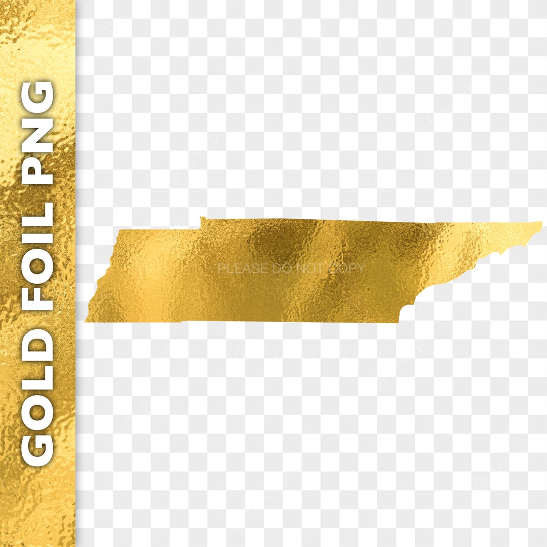 Gold Foil Tennessee PNG | Rustic Tennessee State Map Outline | Clipart ...