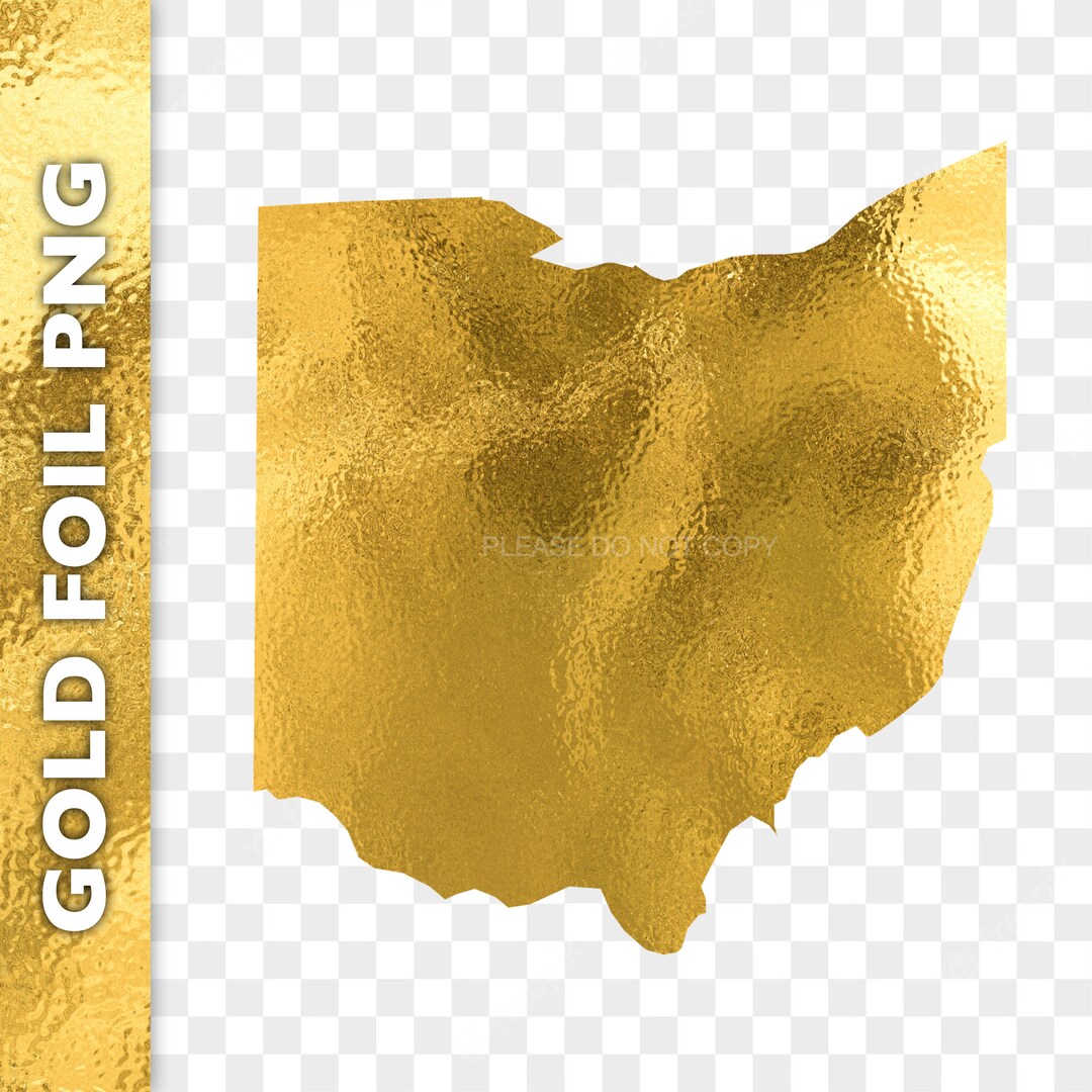 Gold Foil Ohio State PNG | Rustic Ohio Map Outline | Clipart Instant ...