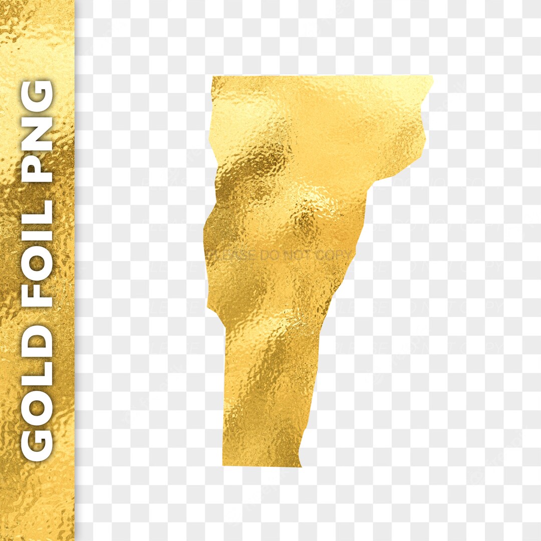 Gold Foil Vermont PNG | Rustic Vermont State Map Outline | Clipart ...