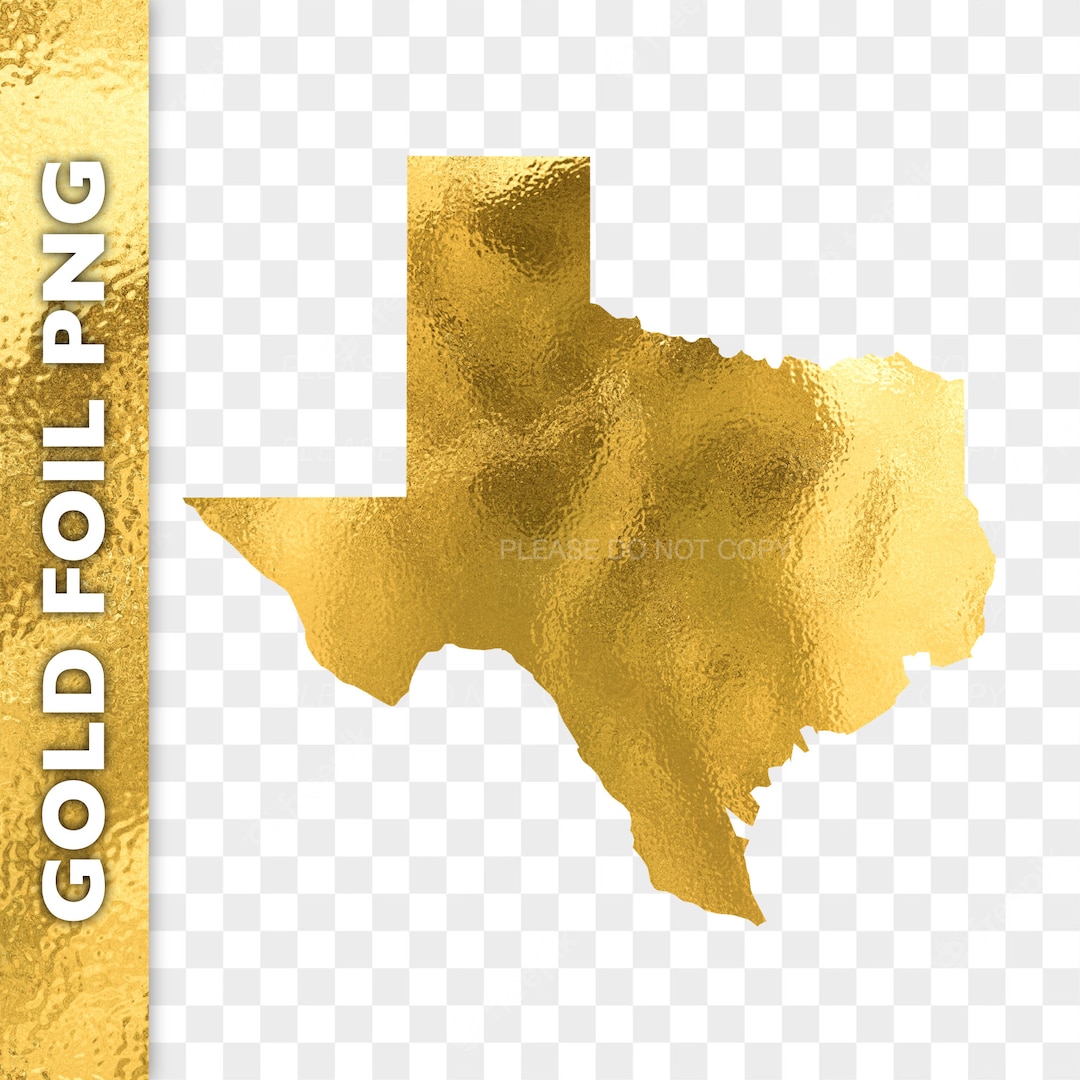 Gold Foil Texas PNG | Rustic Texas State Map Outline | Clipart Instant ...