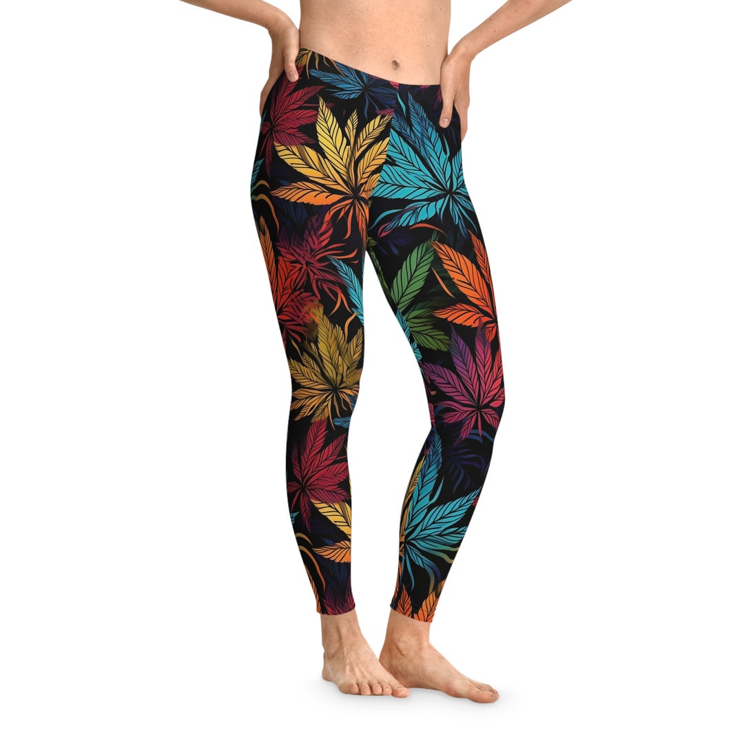 Wacky Weed Leaf Stretchy Leggings - Etsy