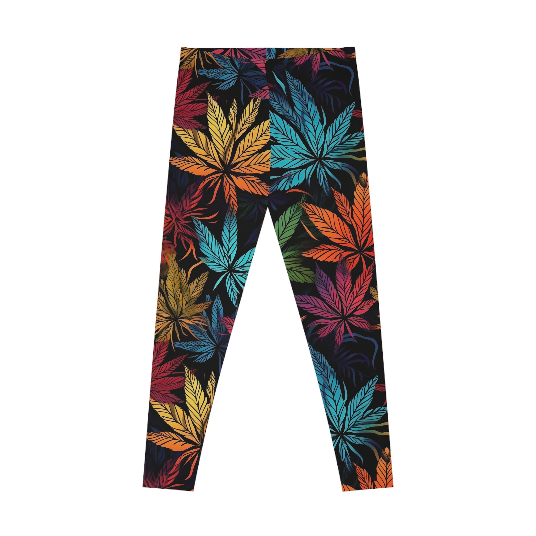 Wacky Weed Leaf Stretchy Leggings - Etsy