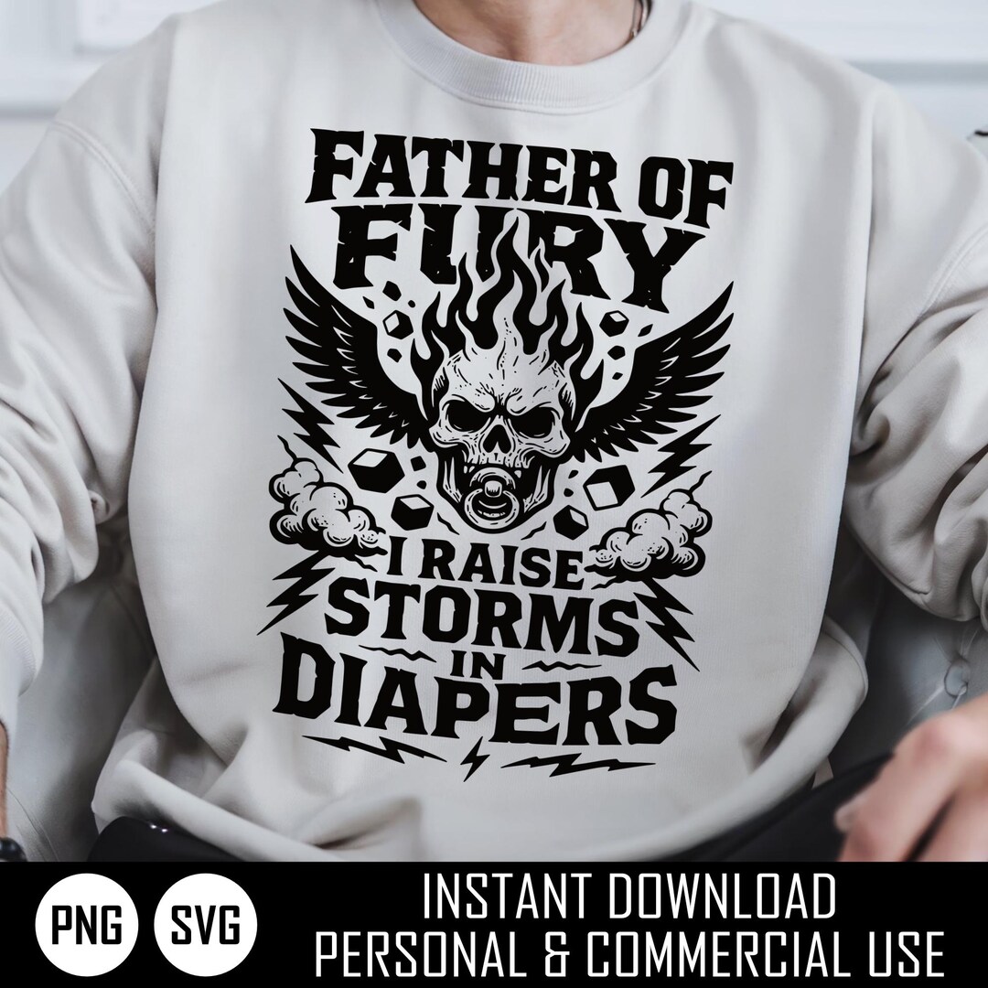 Father of Fury PNG, Skull Flame SVG, Rock Dad T-shirt Design, Punk ...