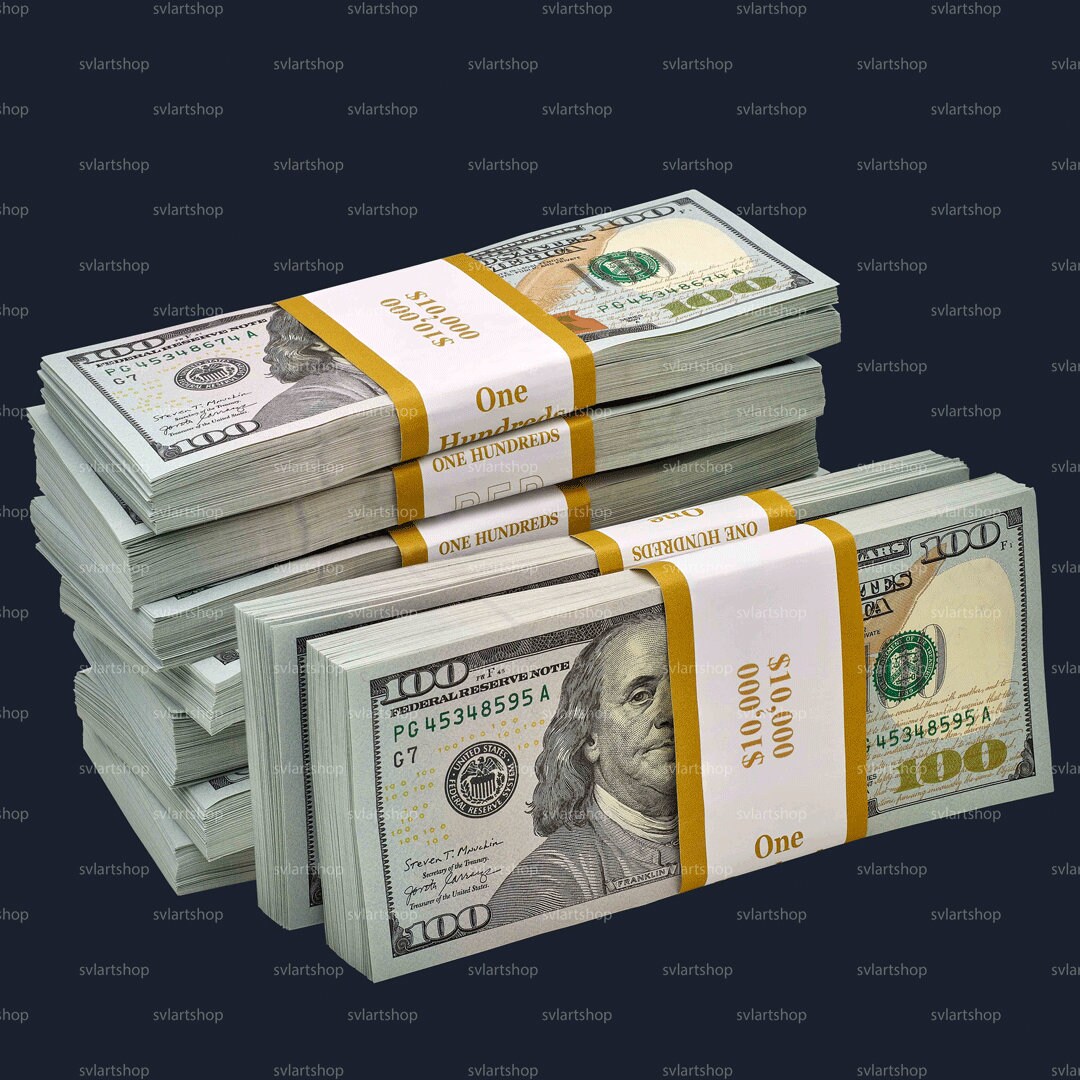Banded Money Stack PNG Graphic File Hundred Dollar Banknotes Instant ...