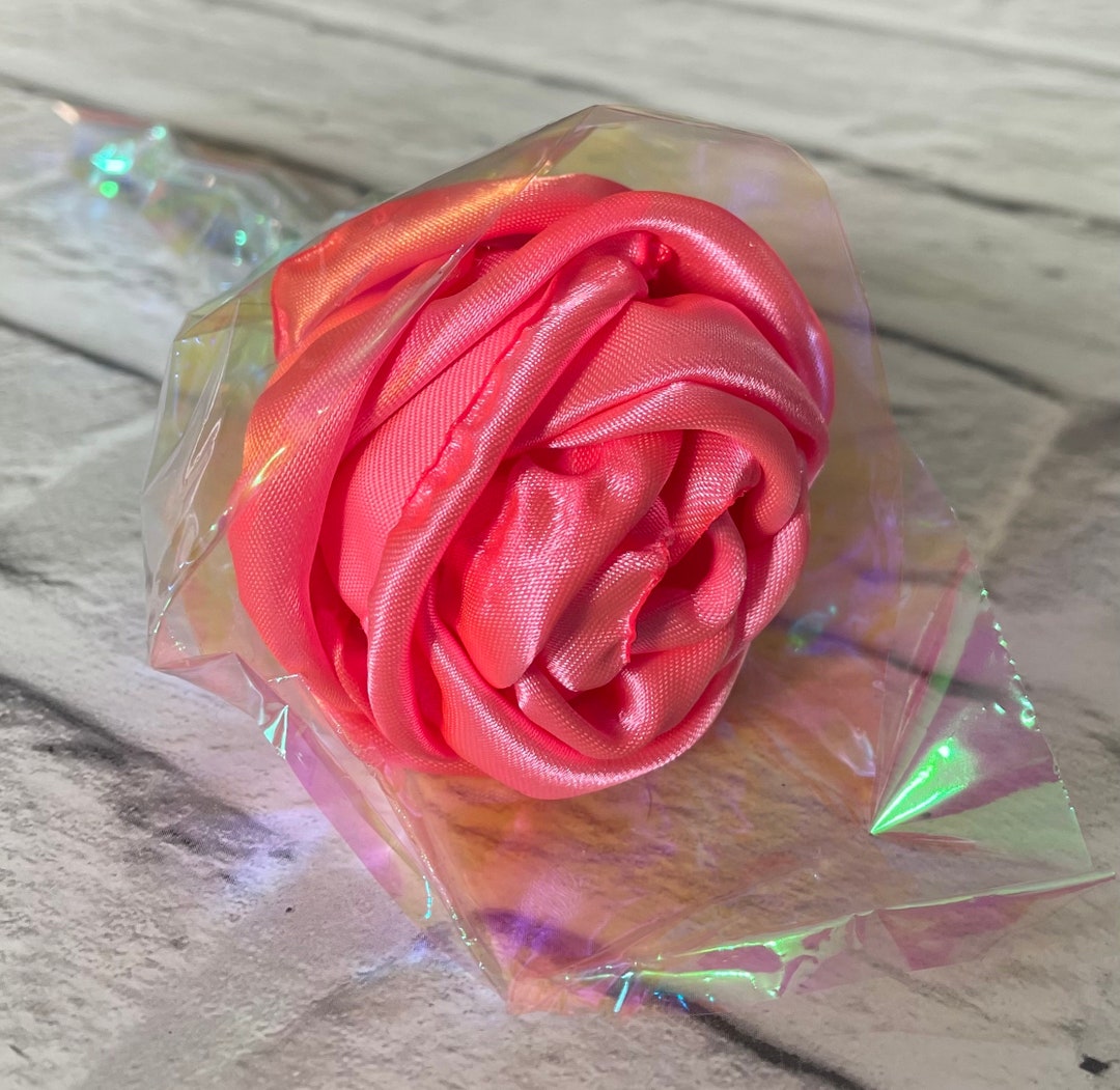 Single Satin Blush Pink Rose Fabric Forever Gift Bridesmaid Bridal ...