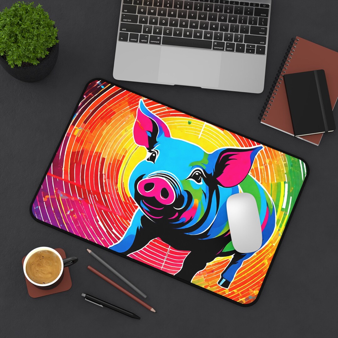Colourful Pig Desk Mat - Etsy