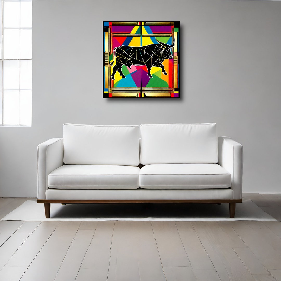 Bull Print Bull Wall Art Bull Bull Gifts Funky Bull Art - Etsy