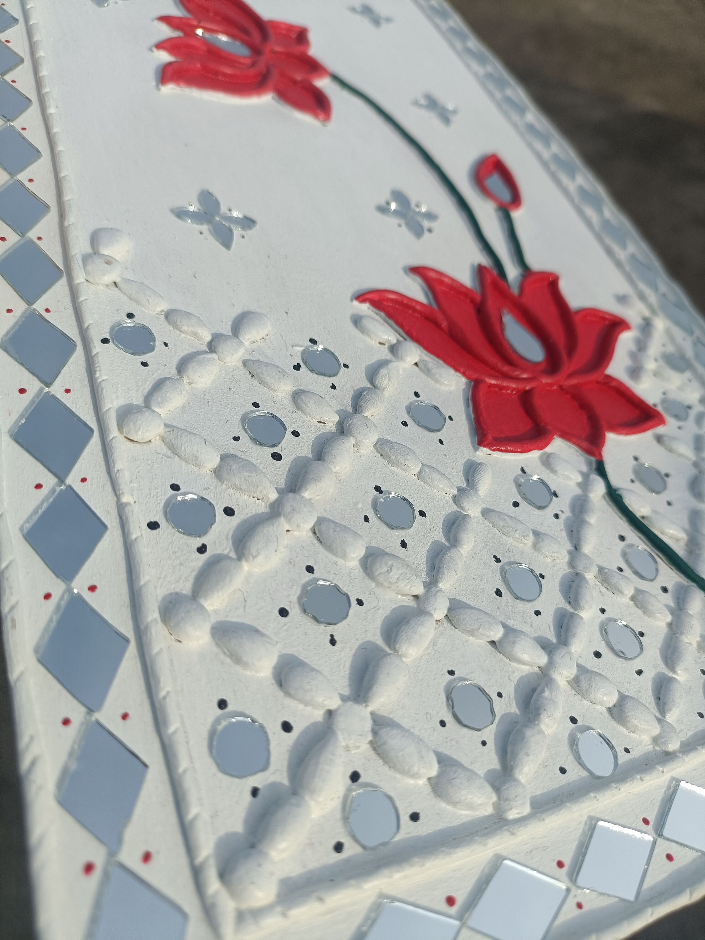 Mirror and Clay Work Wall Hanging Mandala Lippan Art 8x18 Inches Indian ...