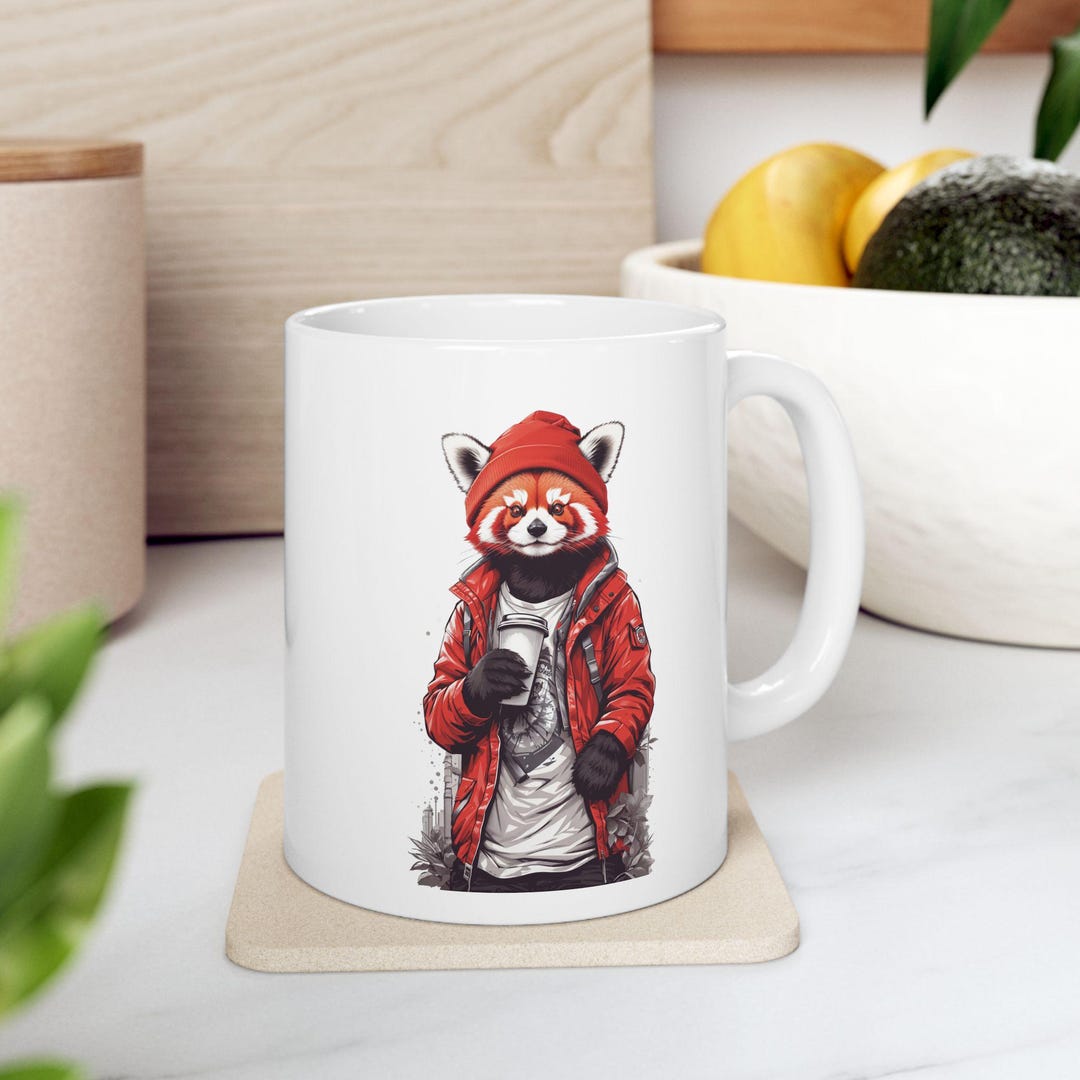 Red Panda Mug - Adorable 11oz Ceramic Coffee Cup - Red Panda Pattern ...