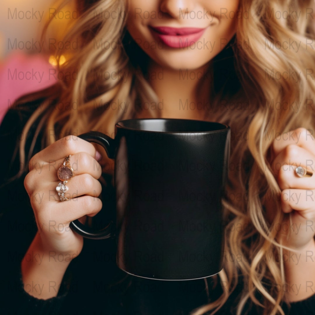 15 Oz Black Model Mug Mockups, Styled Mug Photo, Mug With Handle, Cozy ...
