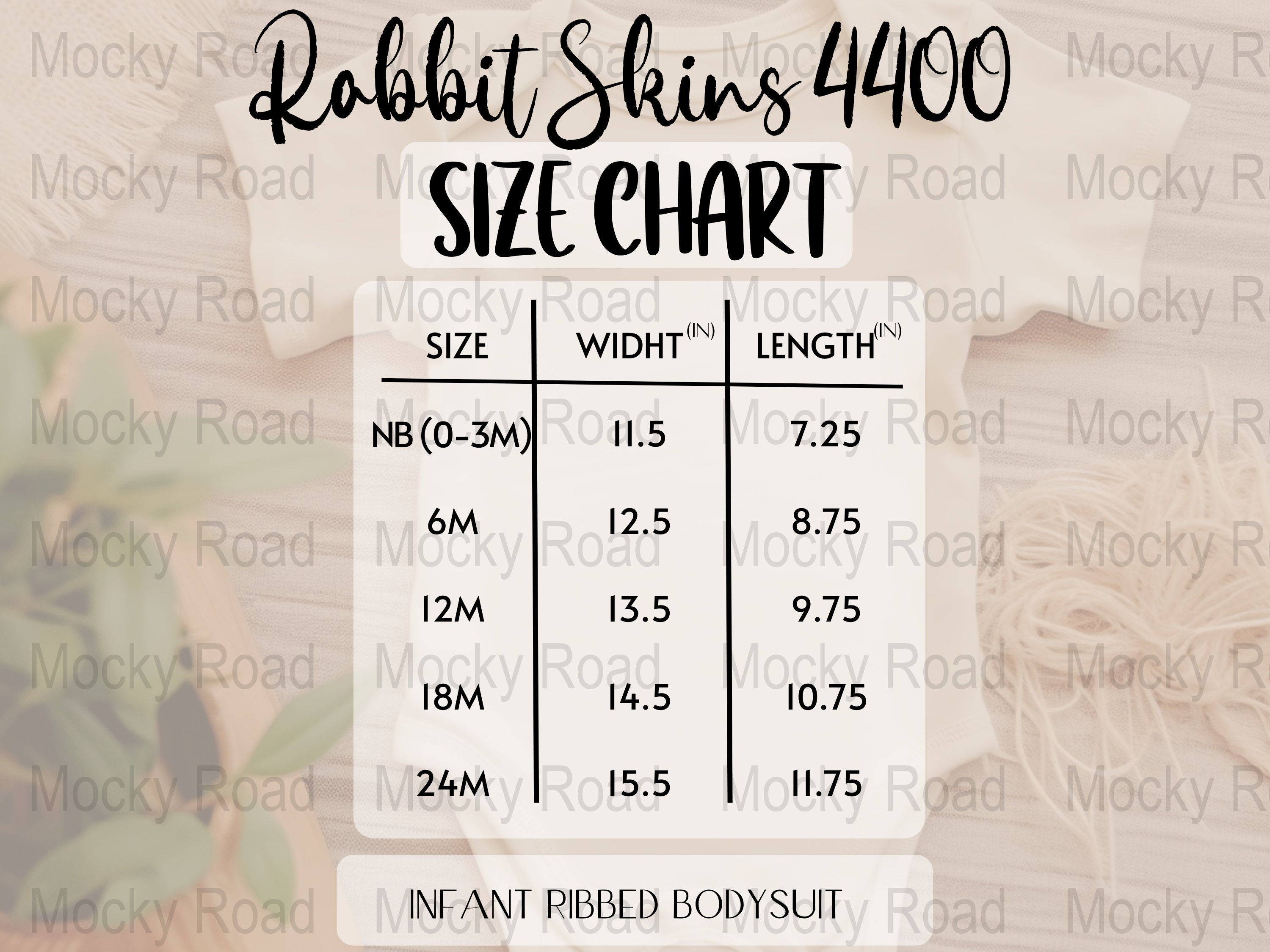 4400 Rabbit Skins Size Chart Sizing Guide Infant Bodysuit - Etsy