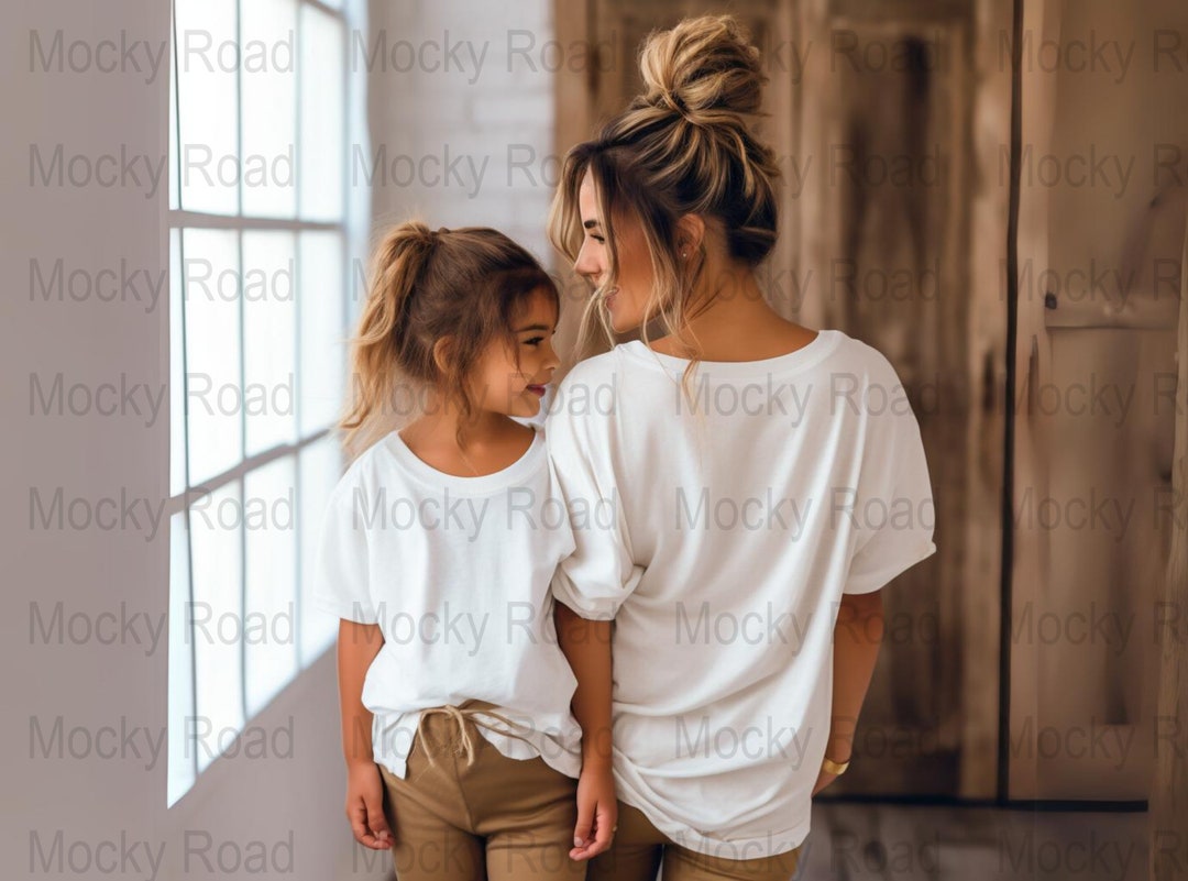 Mommy and Me Front and Back 3001 Model Mock Up, Bella Canvas 3001T ...
