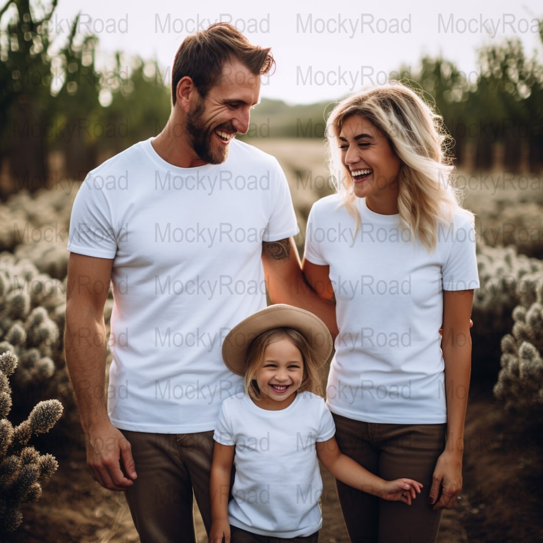 White Bella Canvas 3001 Model Family Mock Up, Mommy and Me Mock, Mom Dad Brother Sister Tshirt ...