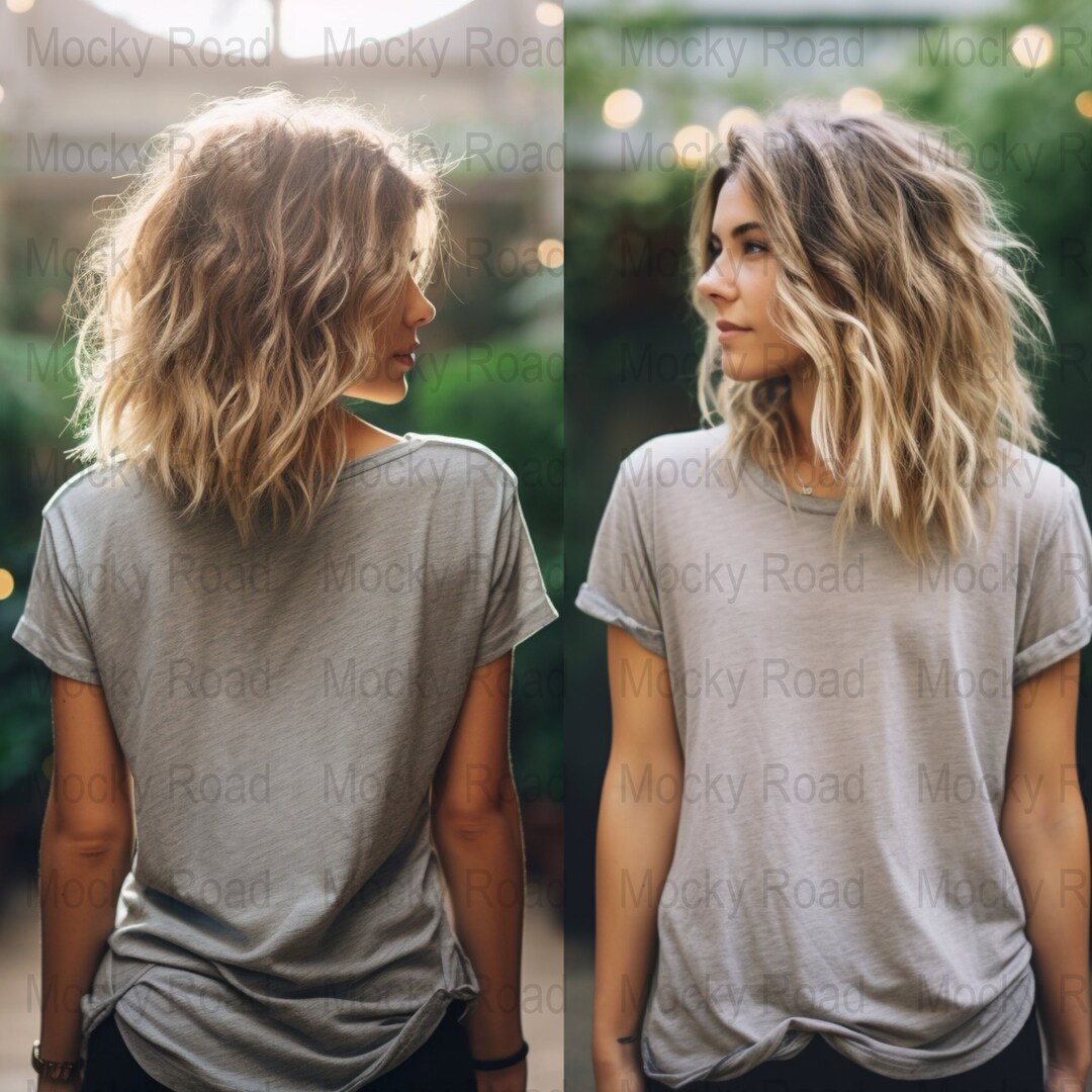 Athletic Heather Front and Back Bella Canvas 3001 Black Mockup ...