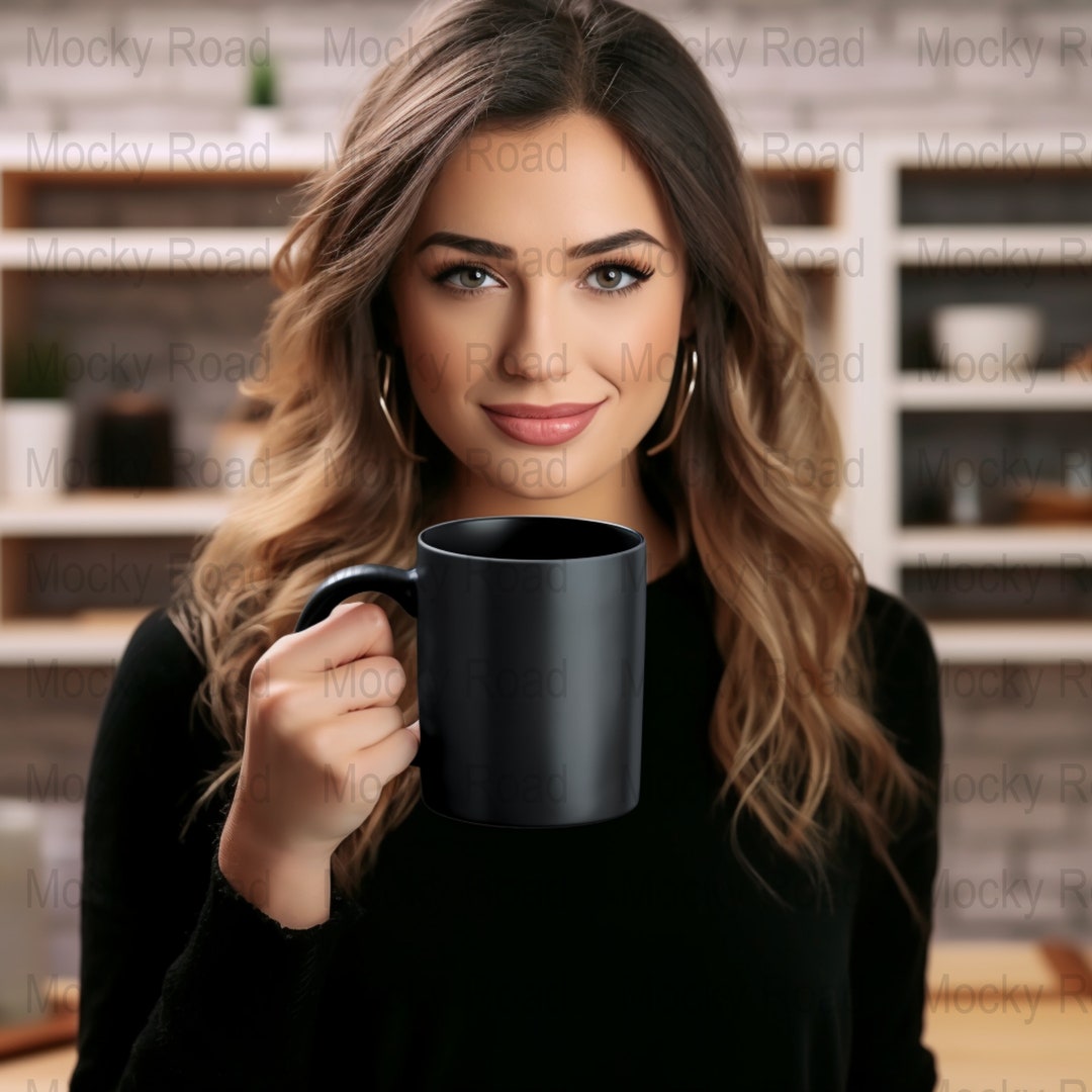 11 Oz Black Model Mug Mockups, Styled Mug Photo, Mug With Handle, Cozy ...